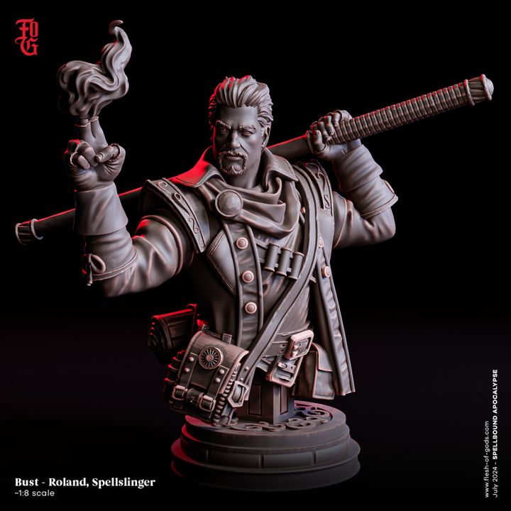 3D Printable Roland, Spellslinger (Human Sorcerer) - Bust by Flesh of Gods