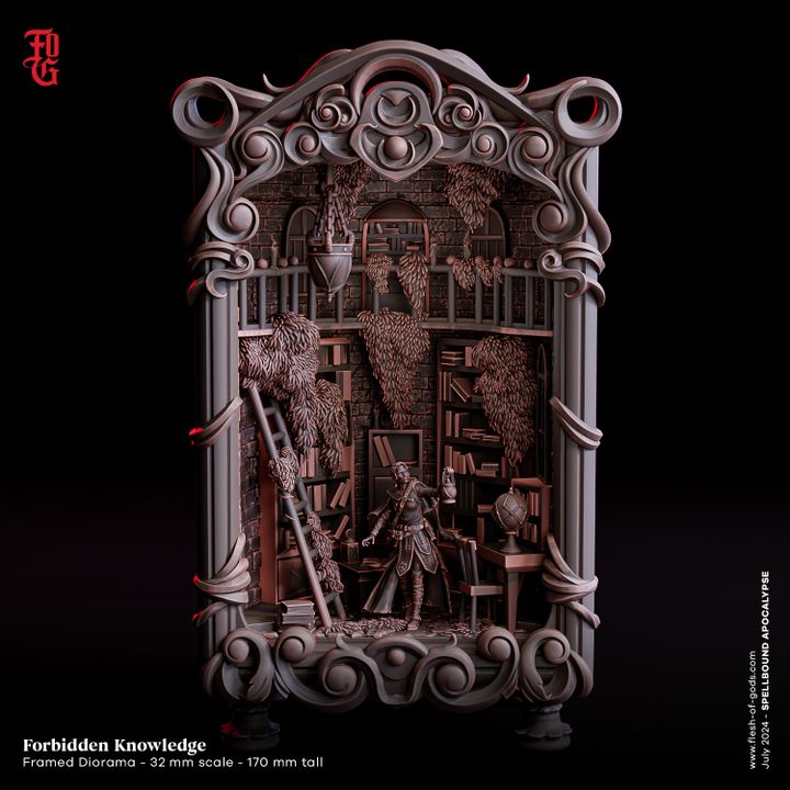 3D Printable Framed Diorama - Forbidden Knowledge by Flesh of Gods