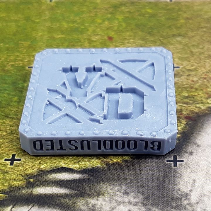 3D Printable Bloodlusted Blood Bowl Status Tile Token by Vergond