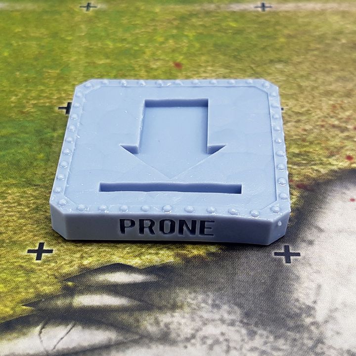 3D Printable Prone-Stunned Blood Bowl Status Tile Token by Vergond