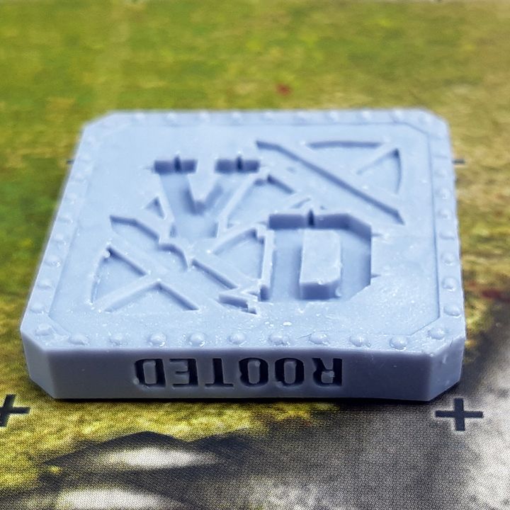 3D Printable Rooted Blood Bowl Status Tile Token by Vergond
