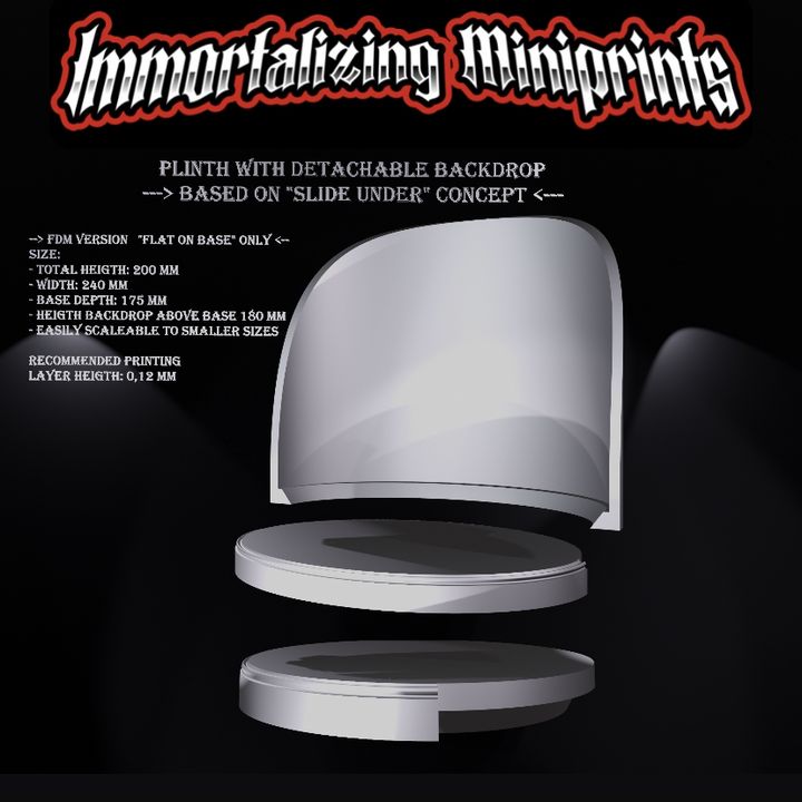 3D Printable Plinth With Detachable Backdrop 240x180x200mm by ...