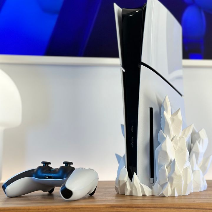 3D Printable PS5 SLIM Crystal Stand (Disc & Digital) by Holoprops
