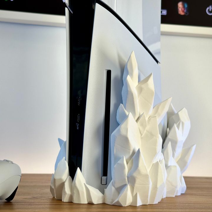 3D Printable PS5 SLIM Crystal Stand (Disc & Digital) by Holoprops