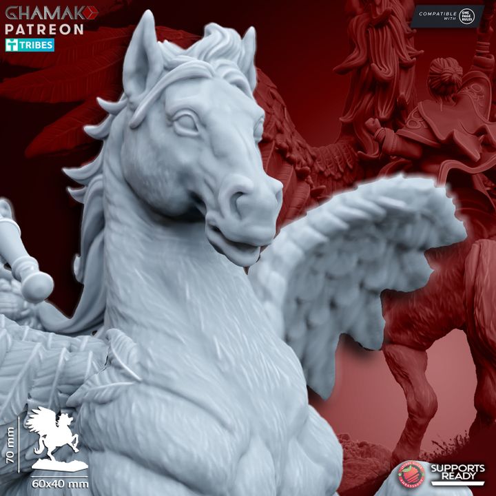 3D Printable Sunev (Life magic) Wizard on Pegasus by Ghamak