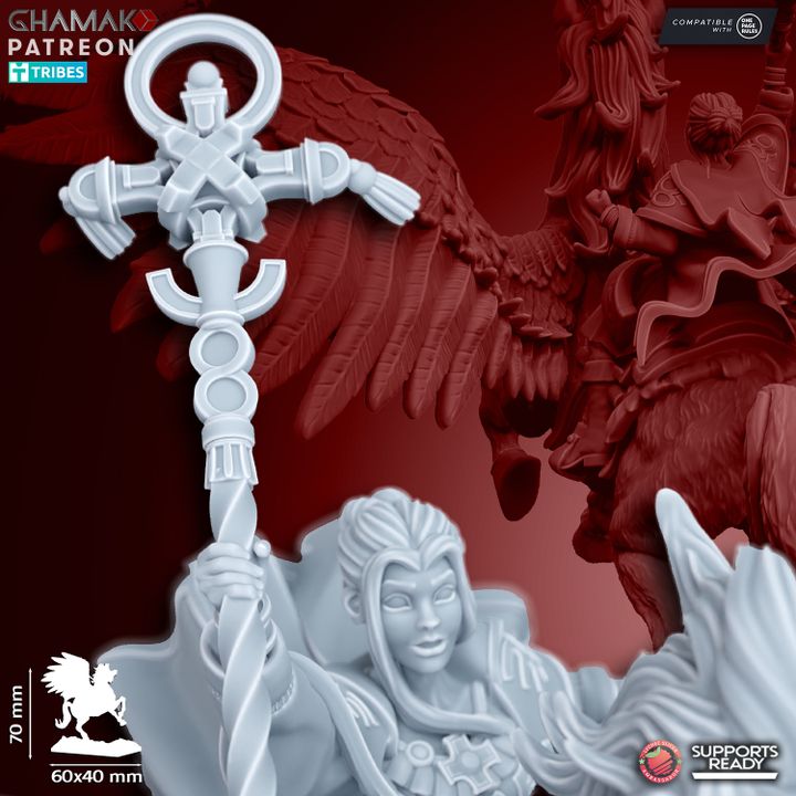 3D Printable Sunev (Life magic) Wizard on Pegasus by Ghamak