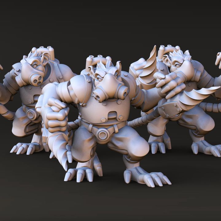 3D Printable Rat Ogres by VeloriaMiniatures
