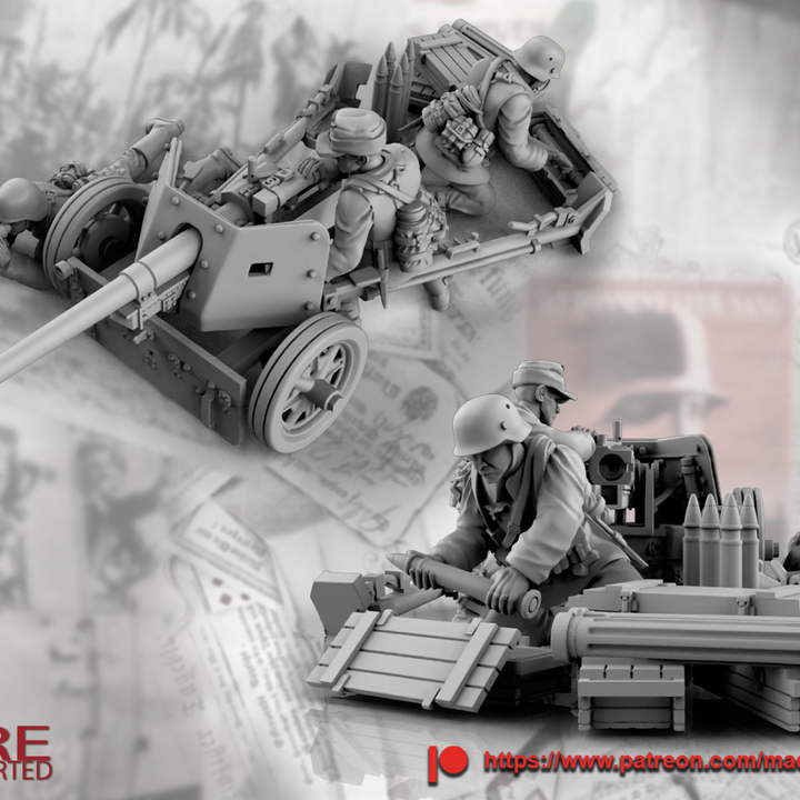3D Printable WWII German Luftwaffe Pak 40 by BattleCat Miniatures