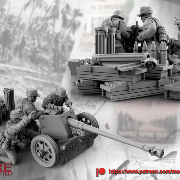 3D Printable WWII German Luftwaffe Pak 40 by BattleCat Miniatures