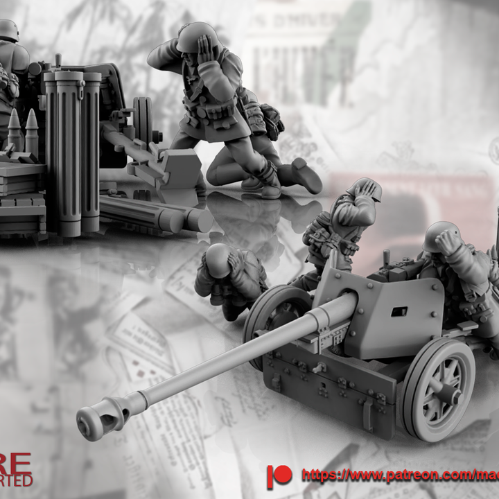 3D Printable WWII German Luftwaffe Pak 40 by BattleCat Miniatures