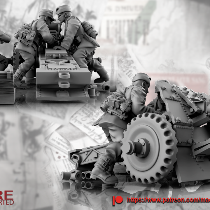 3D Printable WWII German Luftwaffe light artillery by BattleCat Miniatures