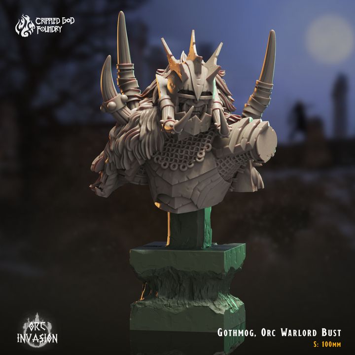 3D Printable Gothmog, Orc Warlord Bust by Crippled God Foundry