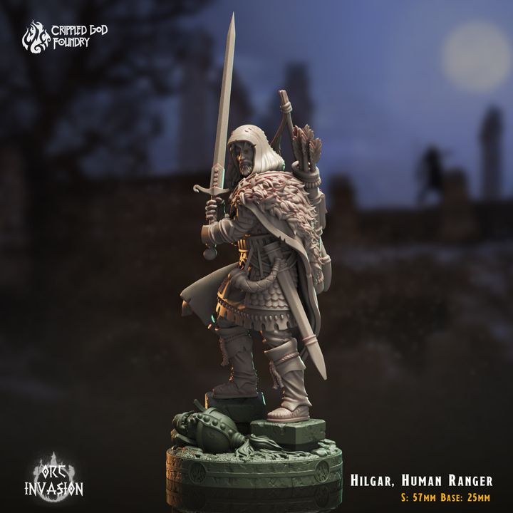 3D Printable Hilgar, Human Ranger by Crippled God Foundry