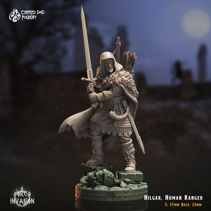 3D Printable Hilgar, Human Ranger by Crippled God Foundry