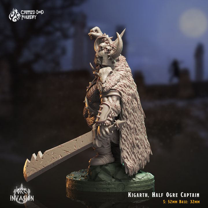 3D Printable Kigarth, Half Ogre Captain by Crippled God Foundry