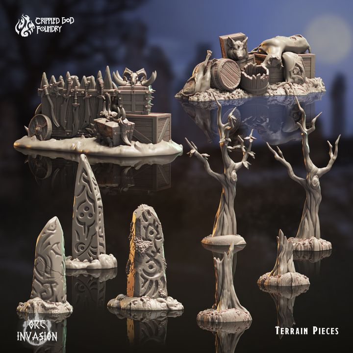 3D Printable Ravaged Homestead Terrain Pieces by Crippled God Foundry