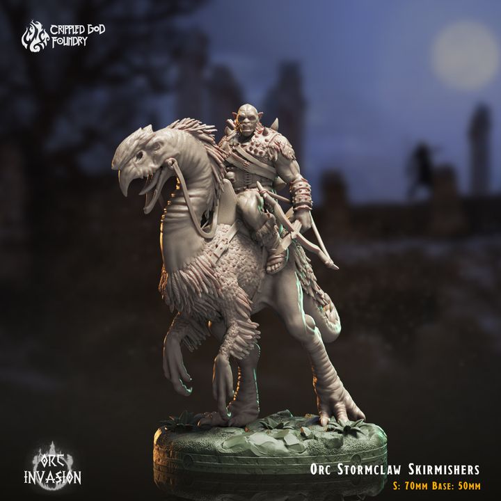 3D Printable Orc Stormclaw Skirmishers by Crippled God Foundry