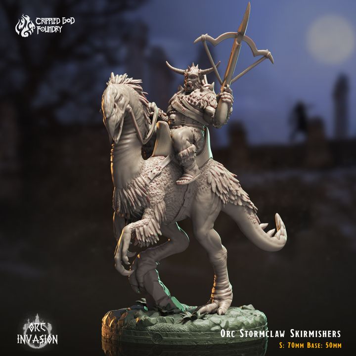 3D Printable Orc Stormclaw Skirmishers by Crippled God Foundry