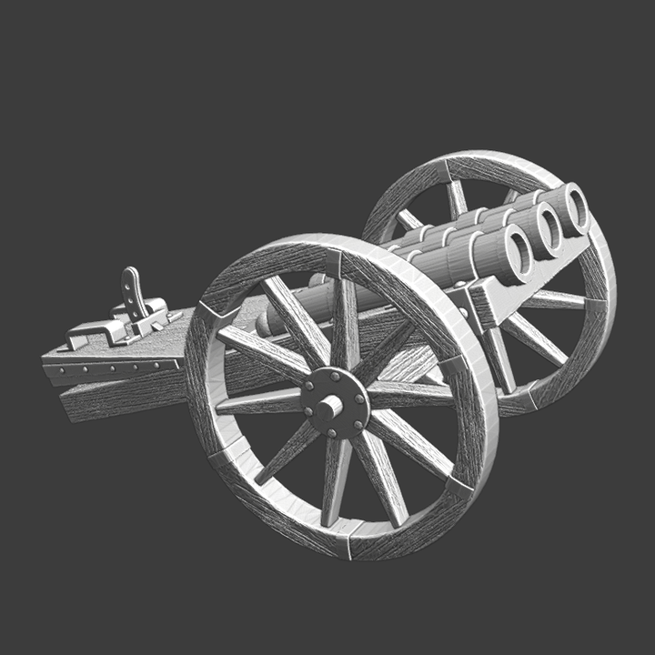 3D Printable Medieval triple barrel cannon - Wargaming model by ...