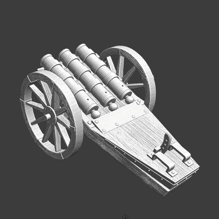 3D Printable Medieval triple barrel cannon - Wargaming model by ...