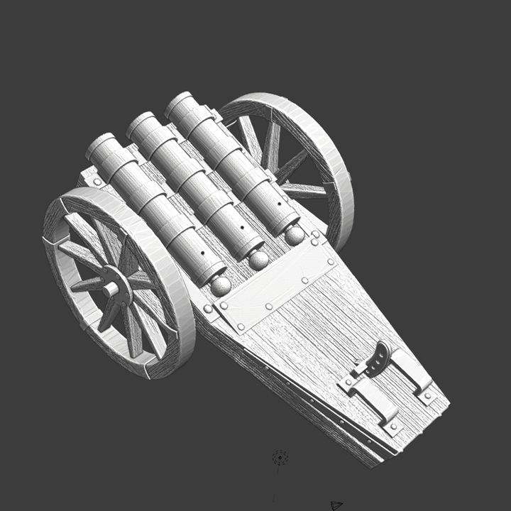 3D Printable Medieval triple barrel cannon - Wargaming model by ...