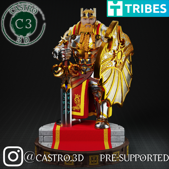 3D Printable Artan Pendragon - The Sun Dwarf King by Castro3D