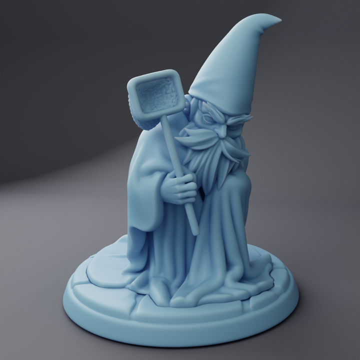 3D Printable Tiny Green Mall Wizard by Twin Goddess Miniatures