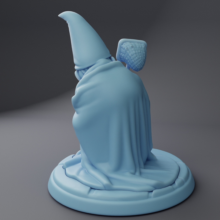 3D Printable Tiny Green Mall Wizard by Twin Goddess Miniatures