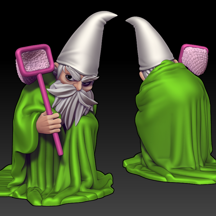 3D Printable Tiny Green Mall Wizard by Twin Goddess Miniatures