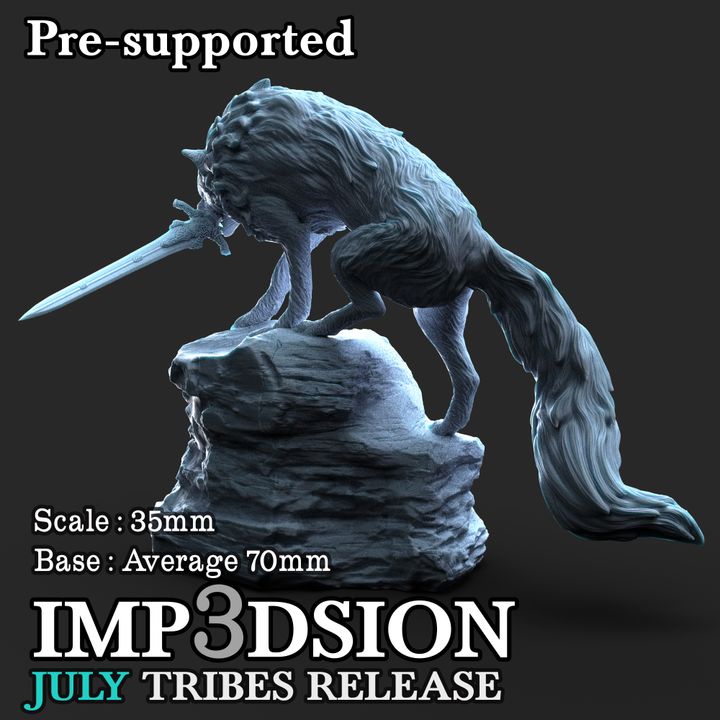 3D Printable Big Wolf with sword by Imp3dsion