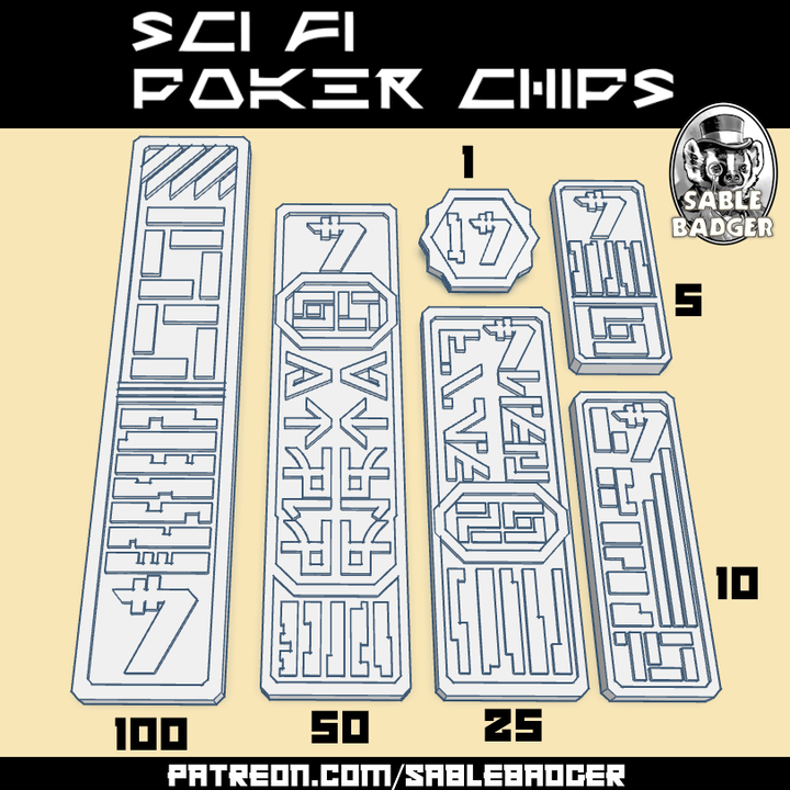 3D Printable Sci Fi Themed - Gambling Credit Chips by brander roullett