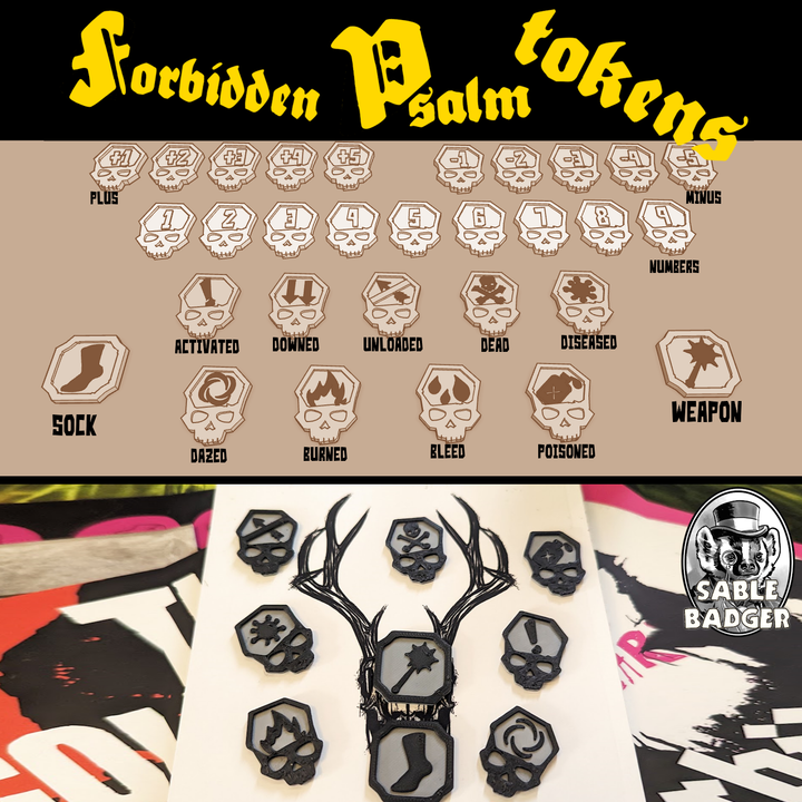 3D Printable Forbidden Psalm - Game Tokens by brander roullett