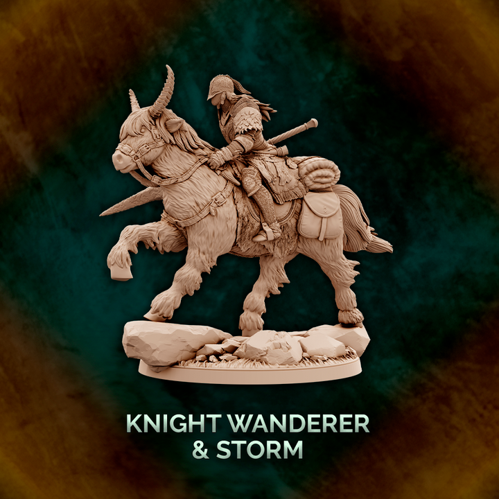 3D Printable Knight Wanderer & Storm - Knight and Mount by Artificers_Mini