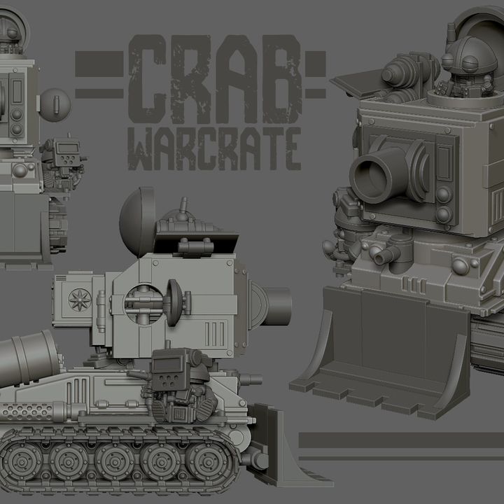 3D Printable WARPOD Rigger 'CRAB' MkII Medium Warcrate by Flytrap Digital