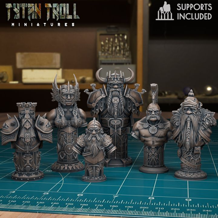 3D Printable Dwarf Chess Set [Pre-Supported] by TytanTroll Miniatures