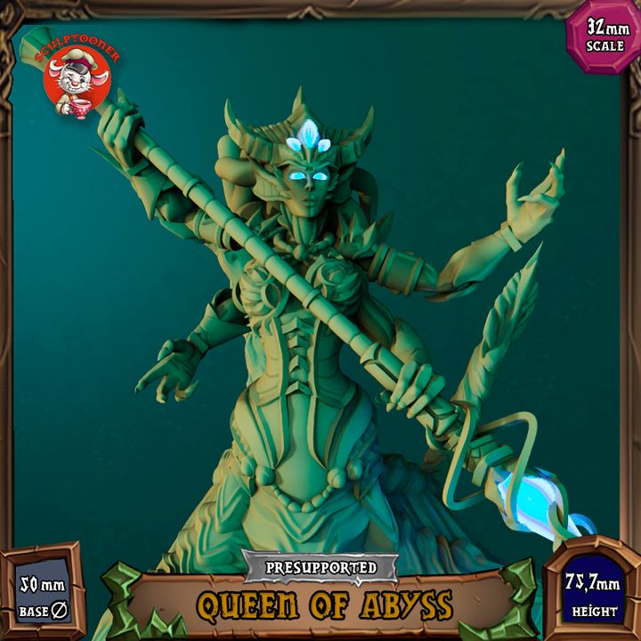 3D Printable Queen of Abyss - 32mm scale pre-supported miniature by ...