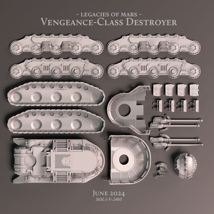 3D Printable Legacies of Mars - Vengeance-Class Destroyer by Solwyte Studio
