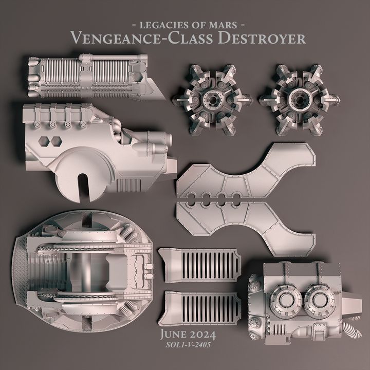 3D Printable Legacies of Mars - Vengeance-Class Destroyer by Solwyte Studio