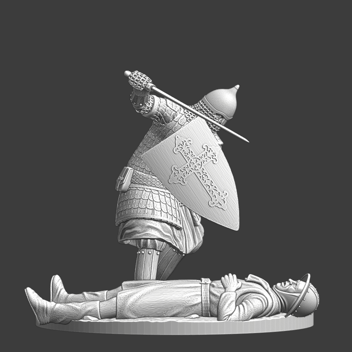 3D Printable Kievan-Rus fighting a wounded crusader - Diorama by ...