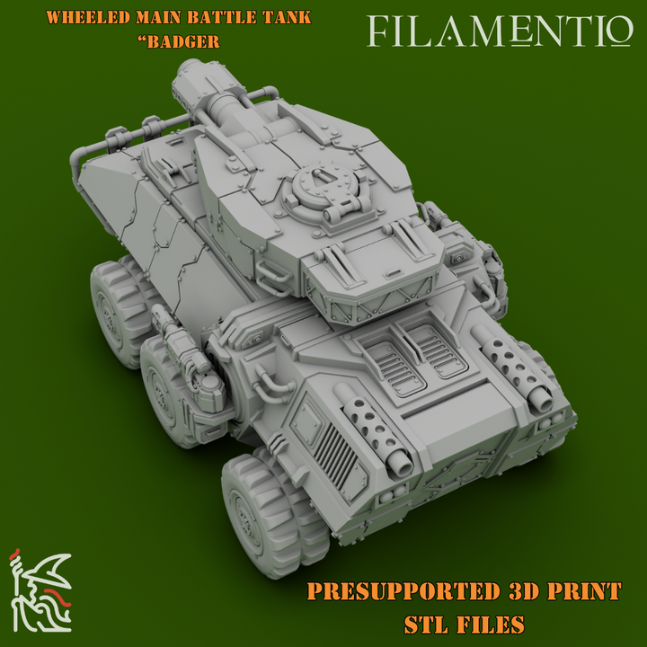 3D Printable Wheeled Battle Tank "Badger" by Filamentio