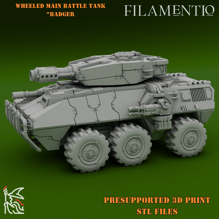 3D Printable Wheeled Battle Tank "Badger" by Filamentio