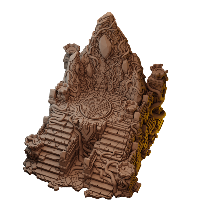 3D Printable Sacred Stone Altar in Jungle Temple Ruins by MiniWarGaming