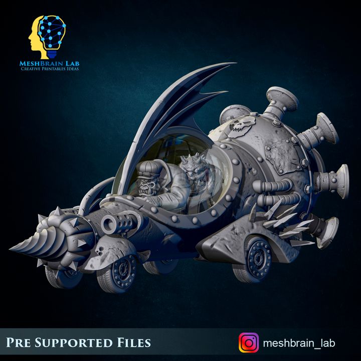 3D Printable Evil Machine Race Ork car by MeshBrain Lab