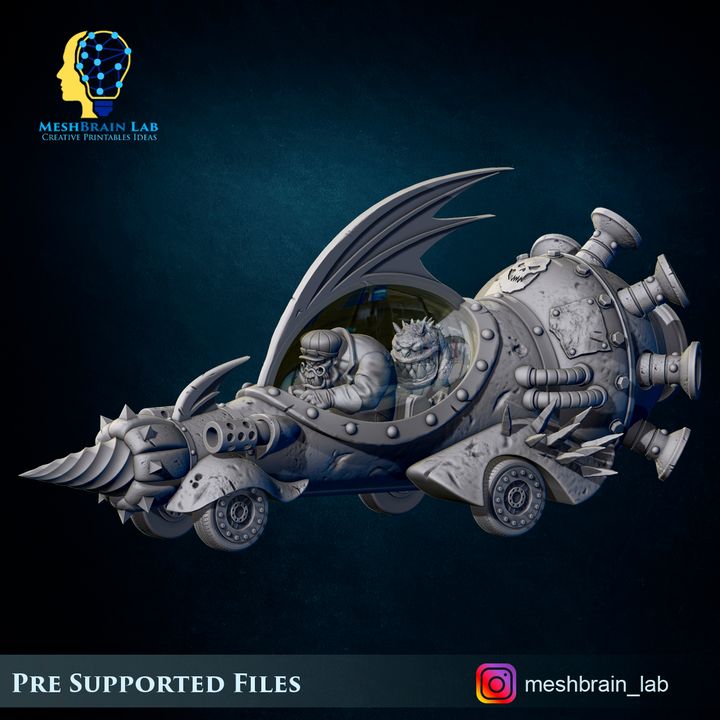 3D Printable Evil Machine Race Ork car by MeshBrain Lab