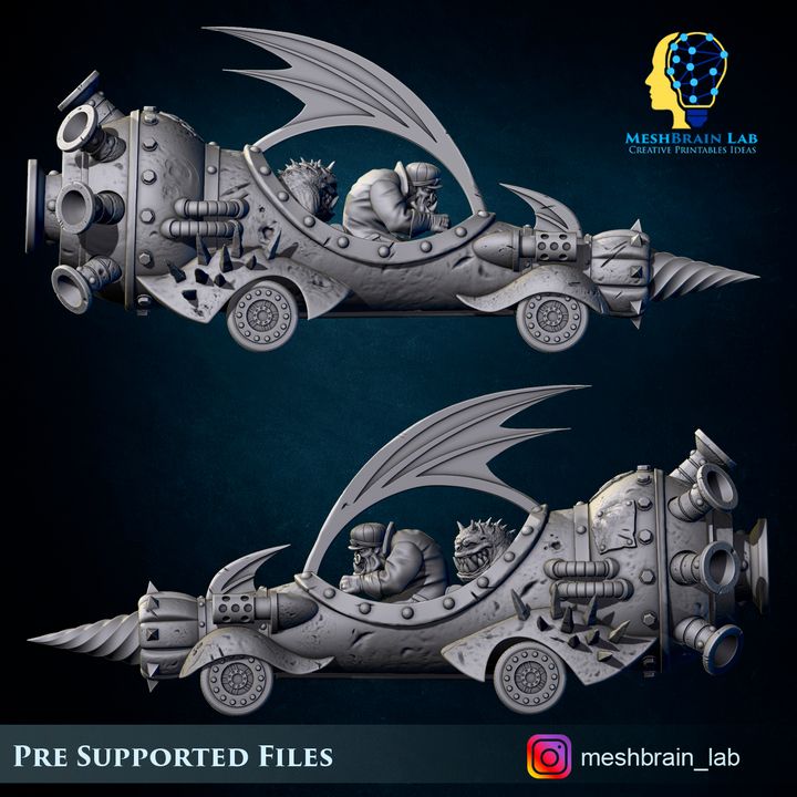 3D Printable Evil Machine Race Ork car by MeshBrain Lab