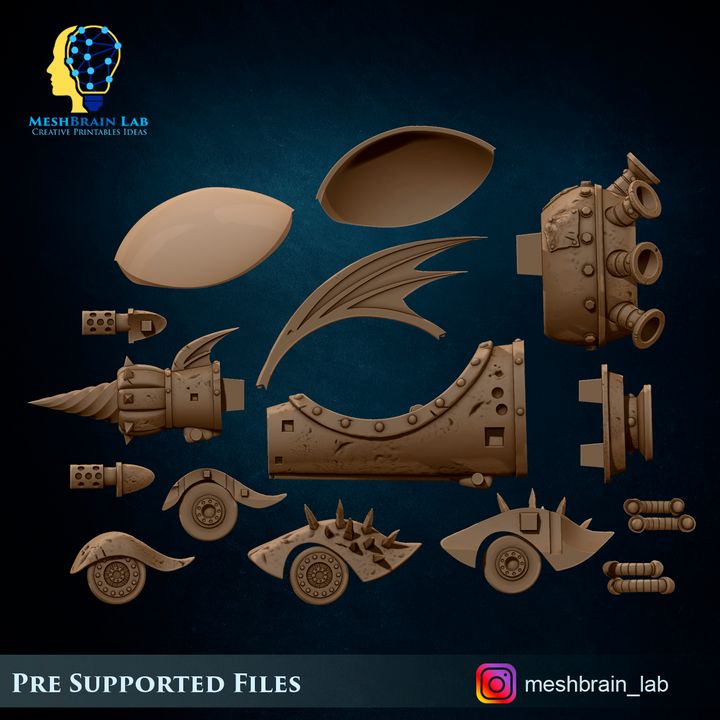 3D Printable Evil Machine Race Ork car by MeshBrain Lab