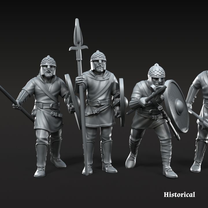 3D Printable 6x Gepids with spear and shield | Gepids | Historical by ...