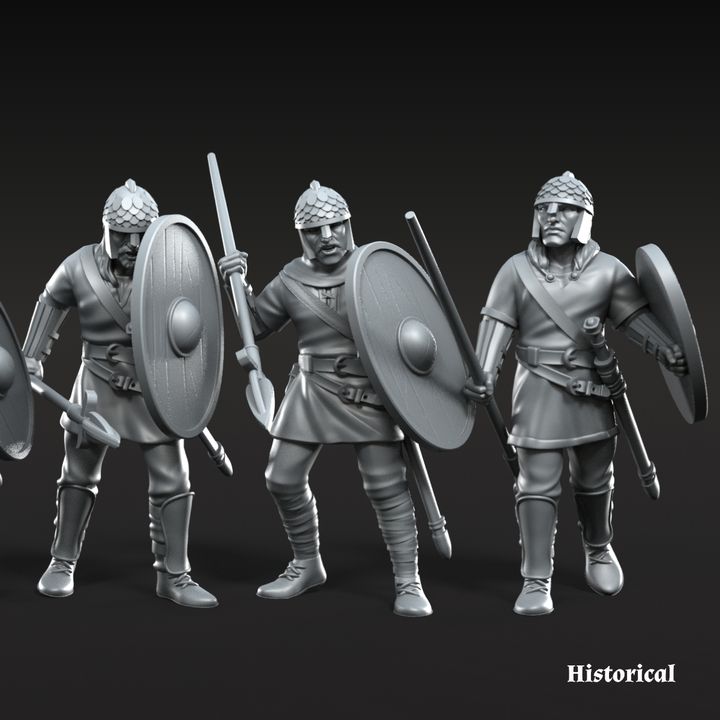 3D Printable 6x Gepids with spear and shield | Gepids | Historical by ...
