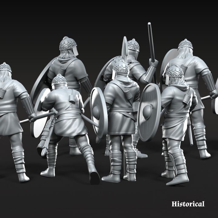 3D Printable 6x Gepids with spear and shield | Gepids | Historical by ...
