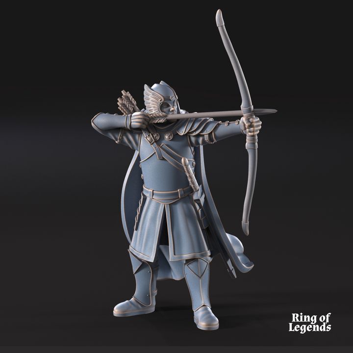 3D Printable 3x Grey Castle Guard with Long Bows | Grey Castle ...